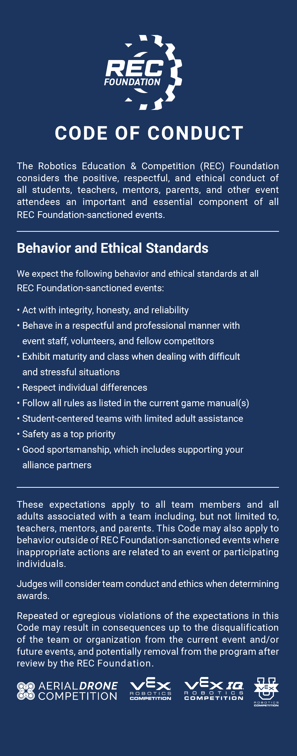 REC Foundation Code Of Conduct Event Retractable Banner Stand – USA Image